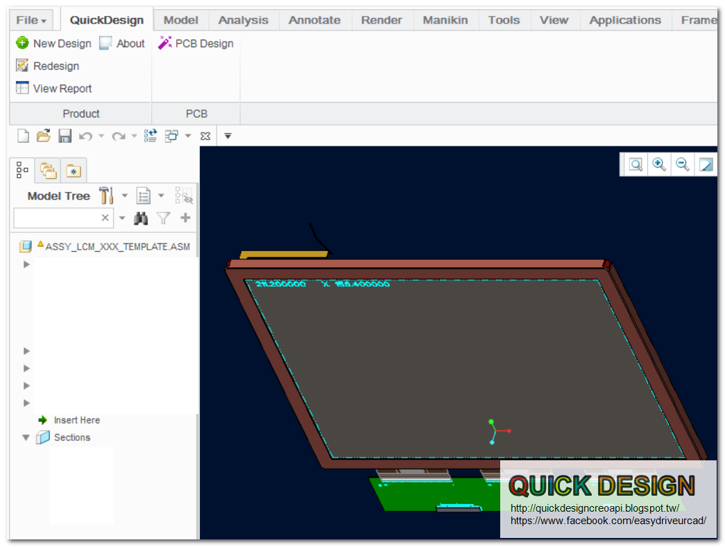 Quick Design | Creo API: Quick Design for LCD module_UI & Overview