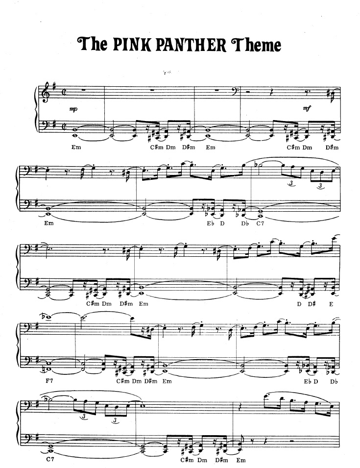 Banda Sonora - La Pantera Rosa (The Pink Panther Theme) | Partituras ...