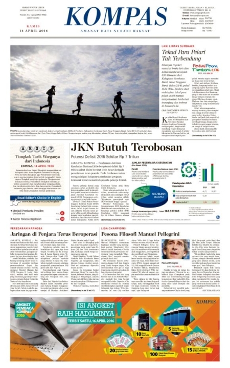 Kompas Hari Ini: Kompas Edisi Kamis 14 April 2016