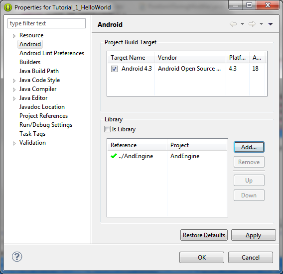 Andengine Tutorial Getting Started Kulíš Android