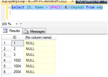 Microsoft Business Intelligence: SPACE() Function in SQL