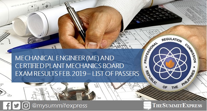 FULL RESULTS: February 2019 Mechanical Engineer ME, CPM board exam list ...
