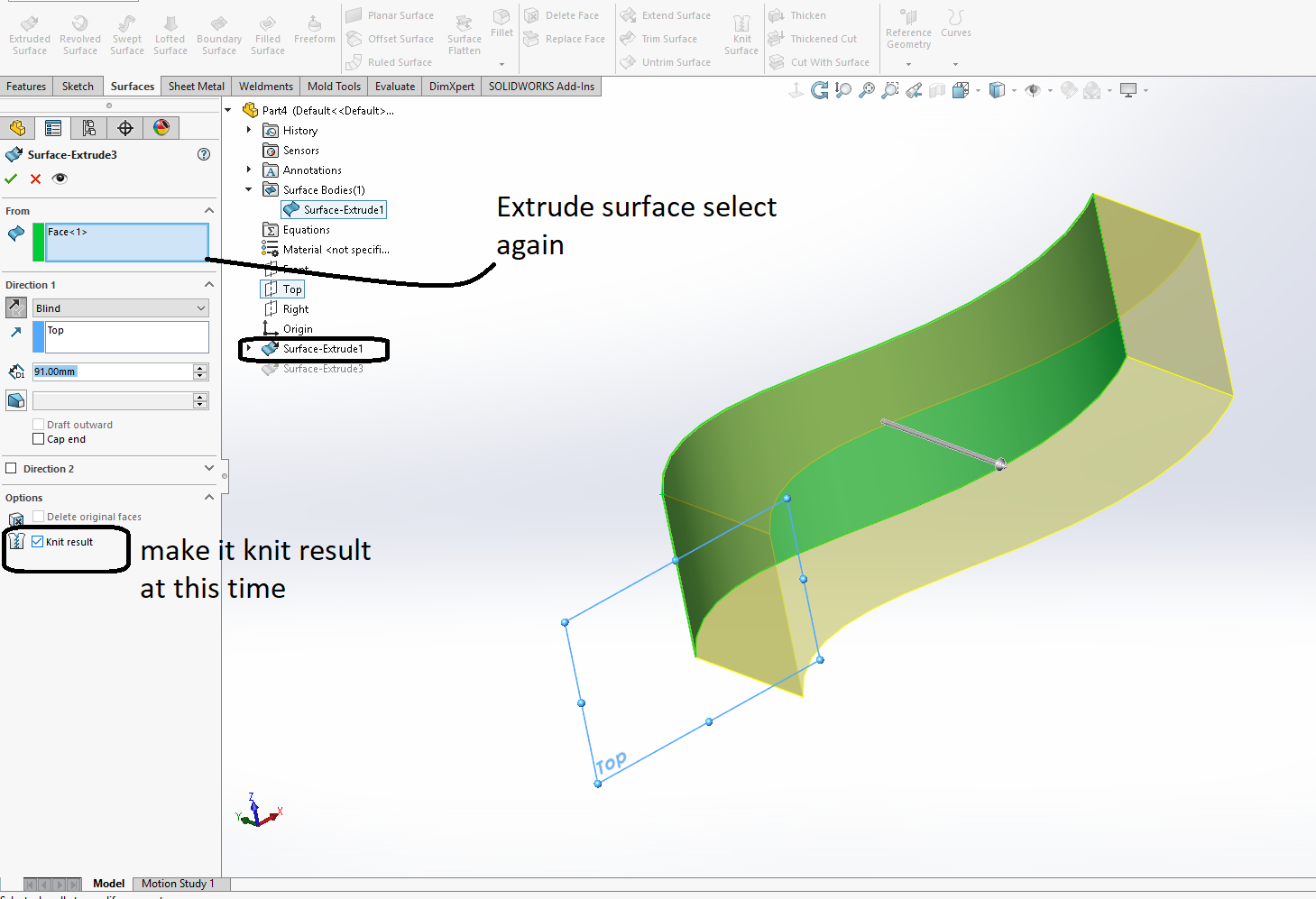 Design Tech Academy: Surface Extrude in Solidworks