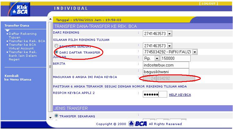 Tutorial Transfer KEY BCA dengan Internet Banking « Fajar Priyadi