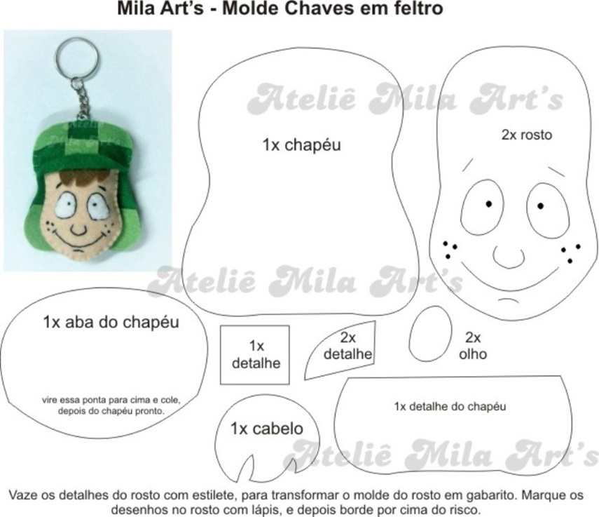 Eu Amo Artesanato: Chaveiro do Chaves e do seu Madruga com molde
