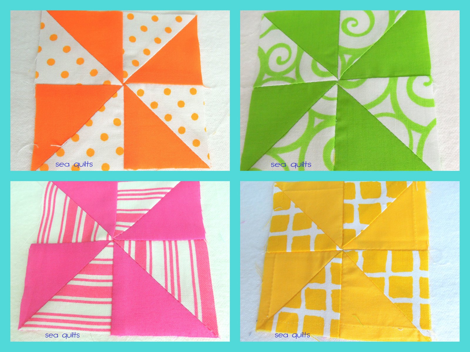 Sea Quilts: ~ Half Square Triangle Tutorial: Pinwheel Perfection