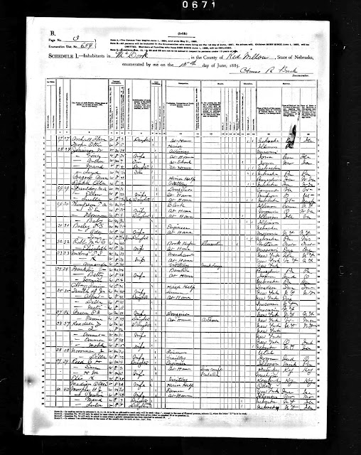 Genea-Musings: Treasure Chest Thursday - 1885 Nebraska State Census ...