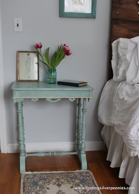 Crackled Bedside Table (Before & After) - Finding Silver Pennies