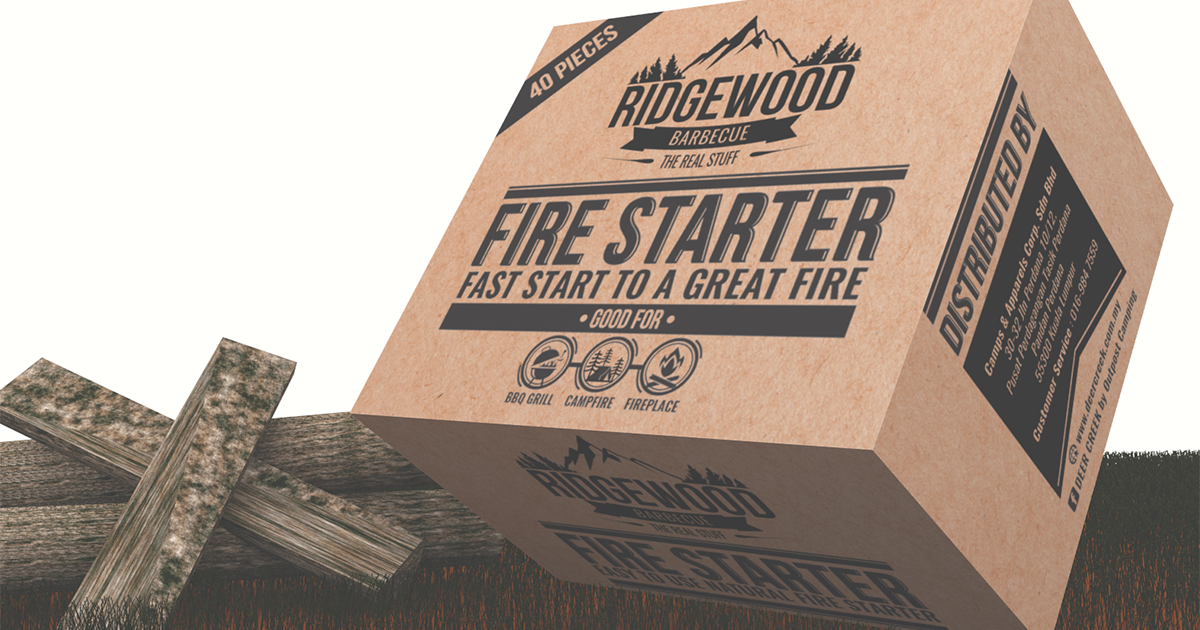 Packaging design - Ridgewood fire starter.