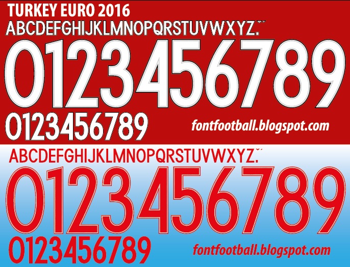 FONT FOOTBALL: Font Vector Turkey Euro 2016 kit