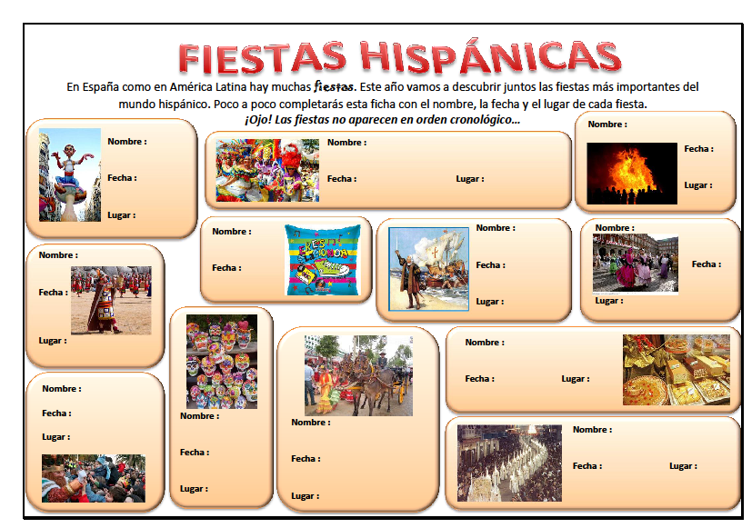 ¡Me encanta el español!: FIESTAS HISPANICAS