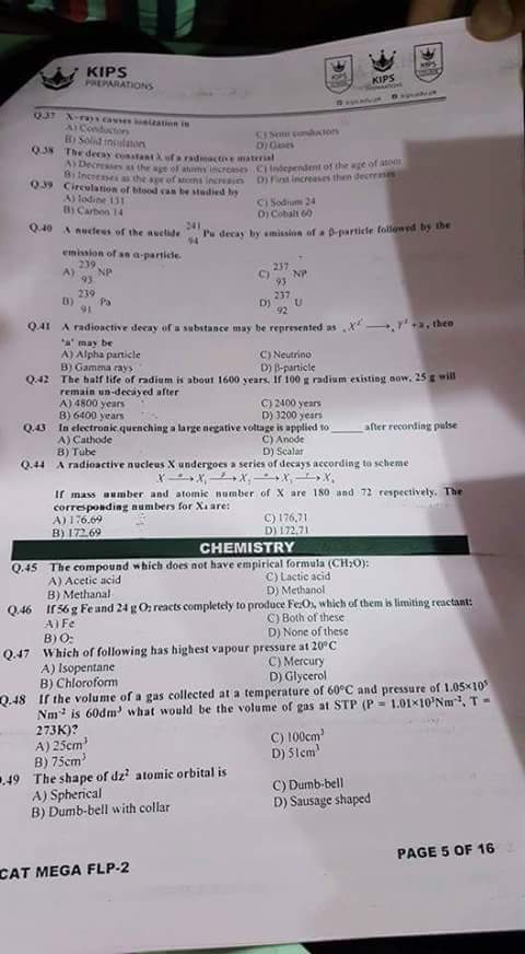 KIPS Full Length MCAT papers for Entry Test 2016 - Ratta.pk