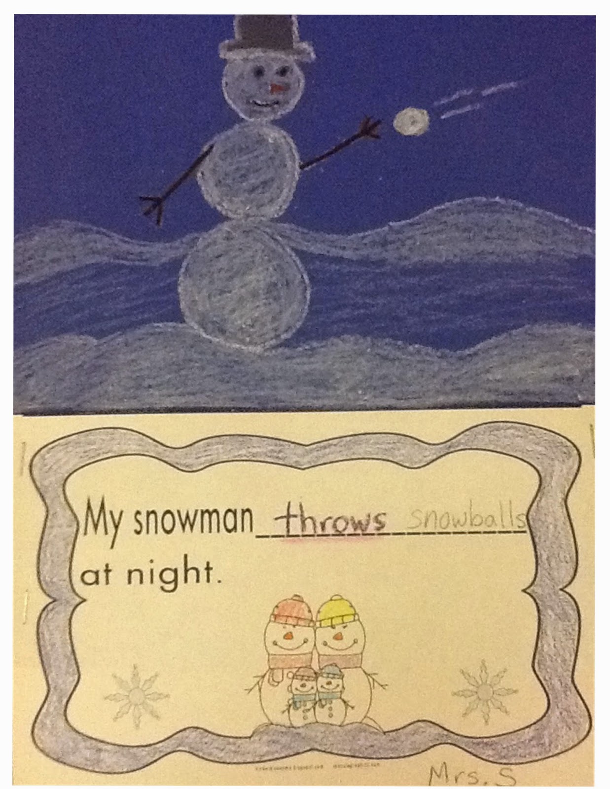 Christina's Kinder Blossoms: Snowmen at Night: A Verb Lesson