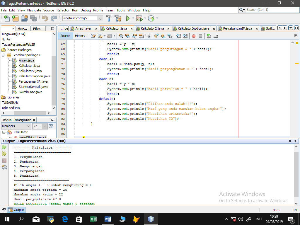 JAVA : "Contoh Input BufferedReader & Input JOption Pane": Array,Kalkulator Sederhana ...