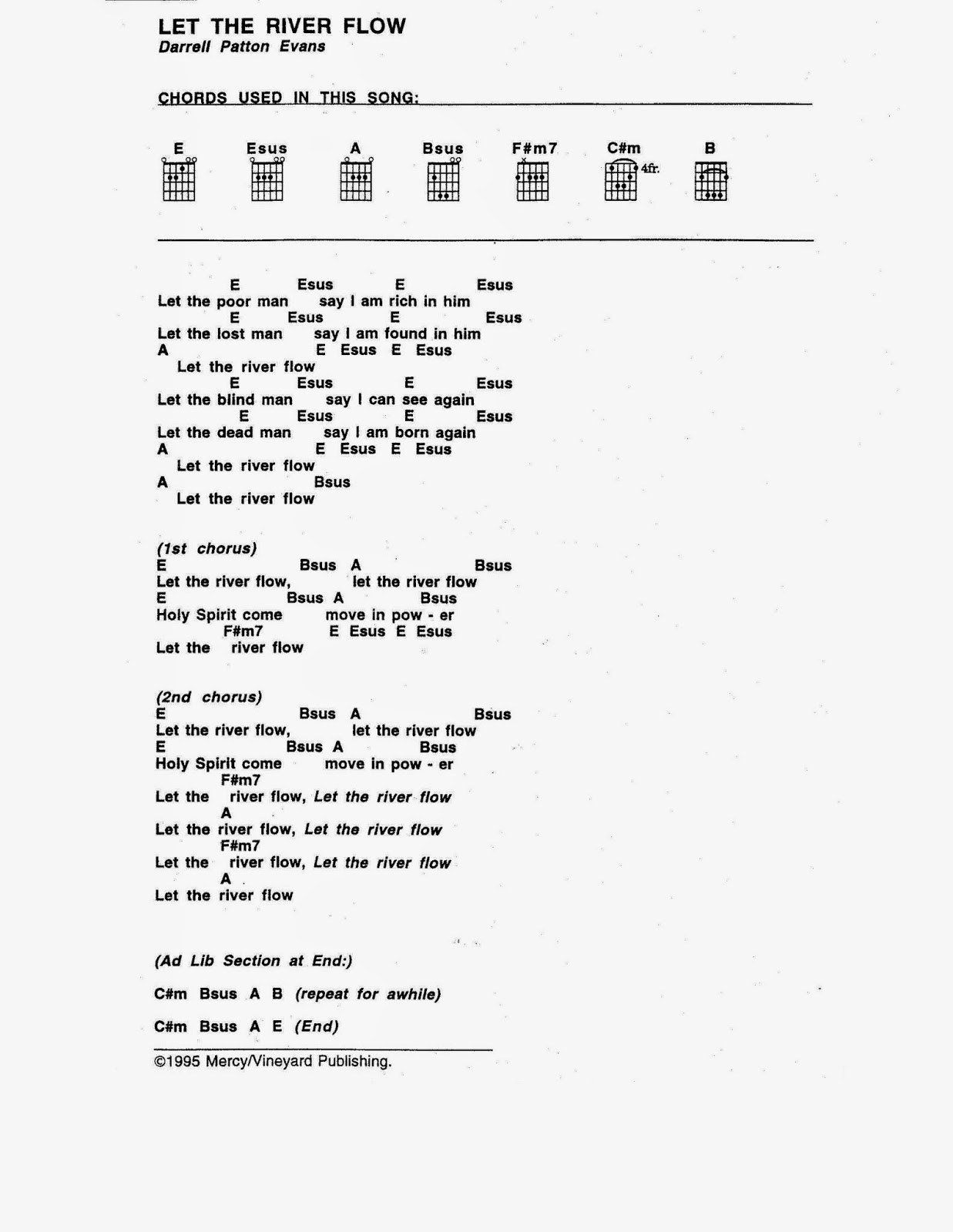 Worship Lead Sheets: Let the river flow - Darrell Evans