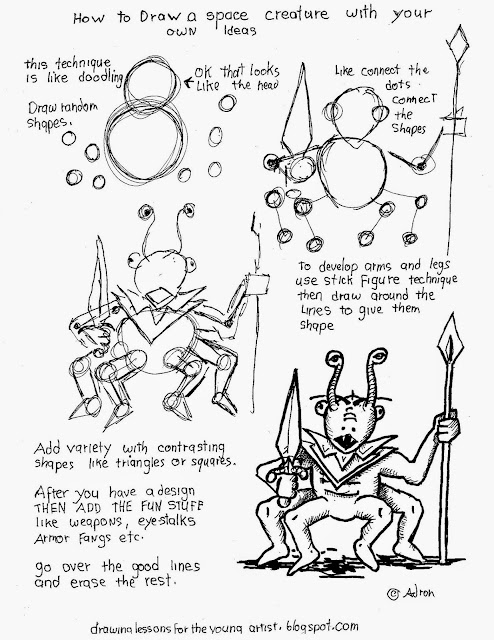 How to Draw Worksheets for The Young Artist: How To Draw A Space ...