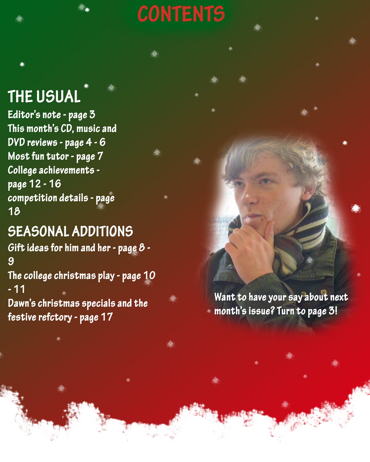 Mathew's AS Media Studies coursework blog: Front cover and contents ...