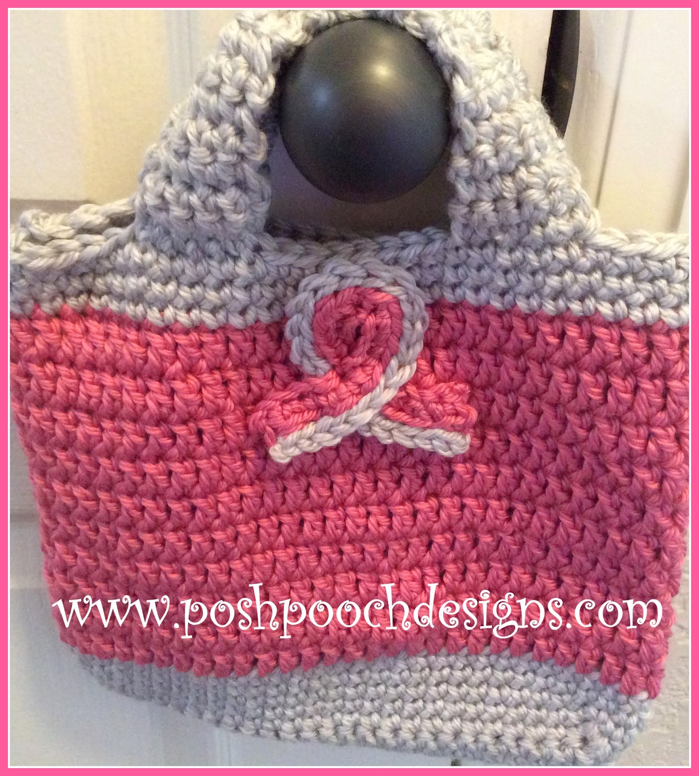 Posh Pooch Designs : Pink Ribbon Tote Bag Crochet Pattern | Posh Pooch ...