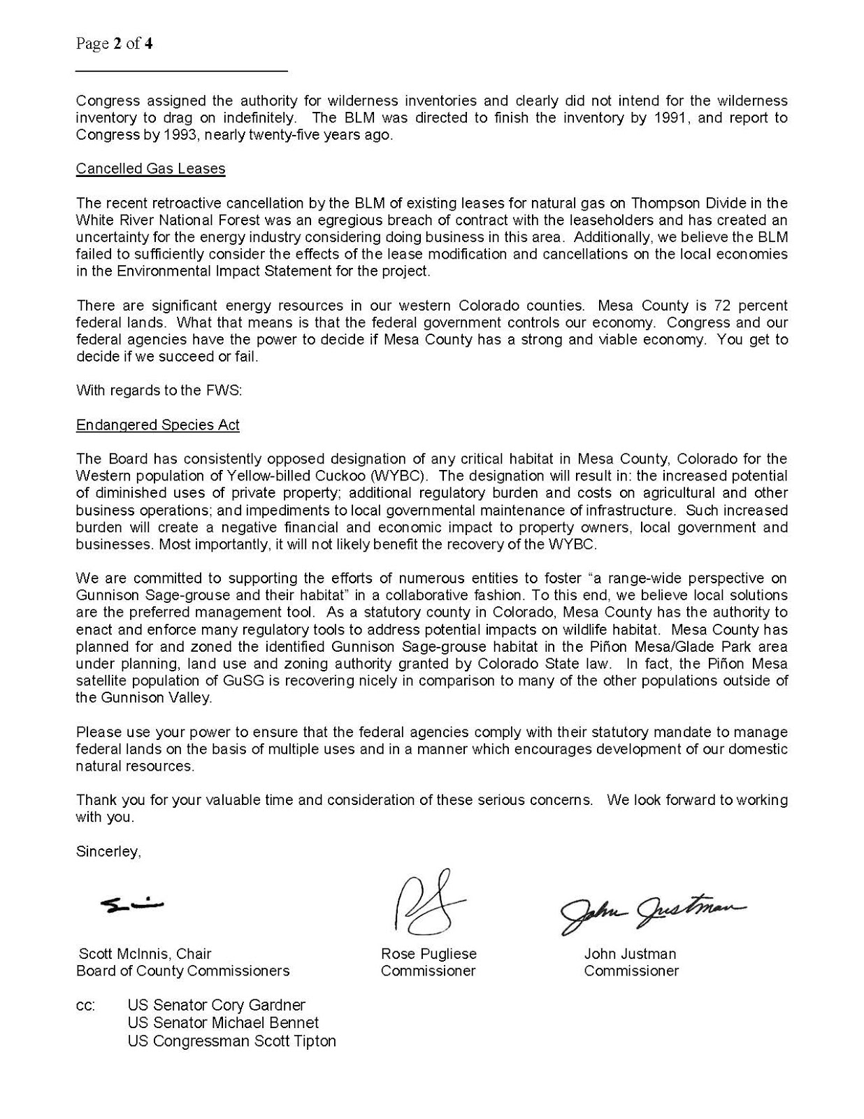 Mesa County News: Commissioners' letters of support and request for action