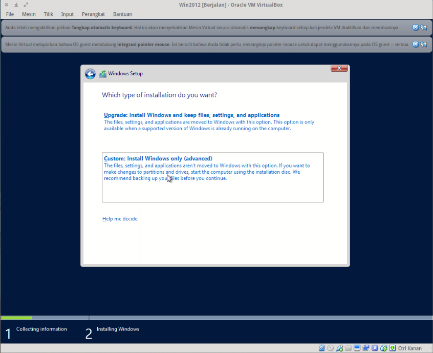 Install Windows Server 2012 Core Edition - Virtualbox - Instalasi - Ku
