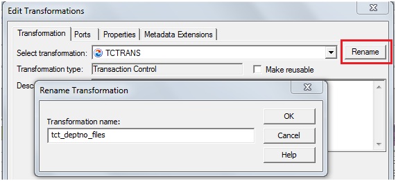 d) In Transformation tab --> Click on 'Rename' highlightedabove which ...