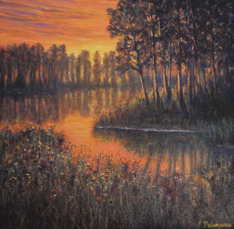 Florida Sunset Nature Marsh Painting