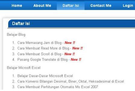 Cara Membuat Daftar Isi Blog - Tutorial | ID - Free Tutorial