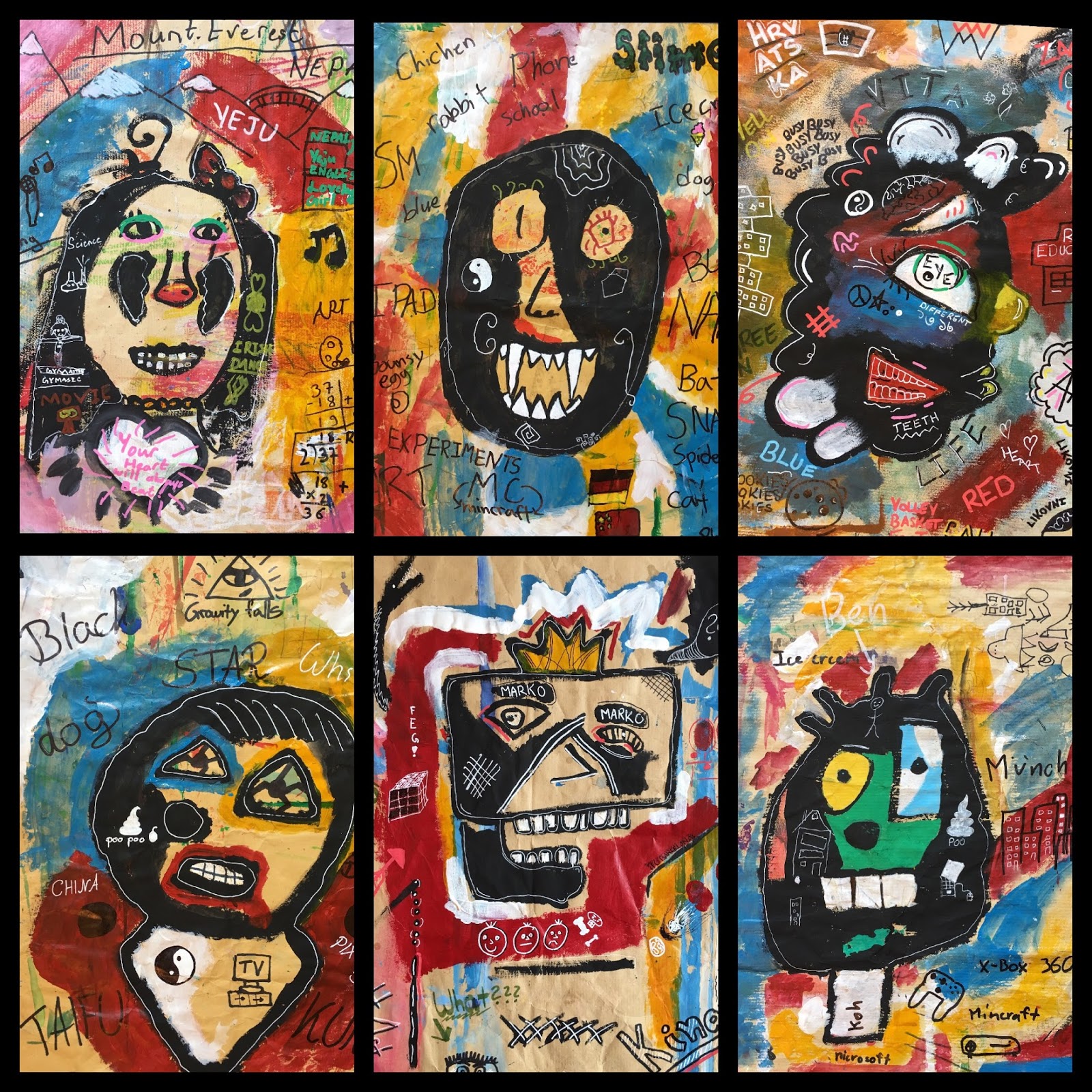 Art Room Britt: Basquiat Self Portraits with Free Association Elements