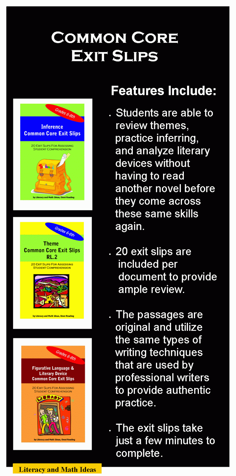 Literacy & Math Ideas: Common Core Exit Slips