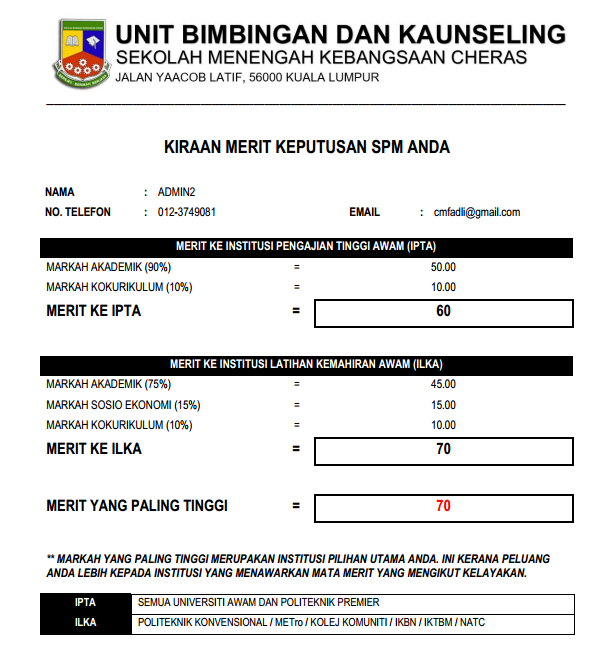 APLIKASI SISTEM e-KIRAAN MERIT SPM - D'eKS System