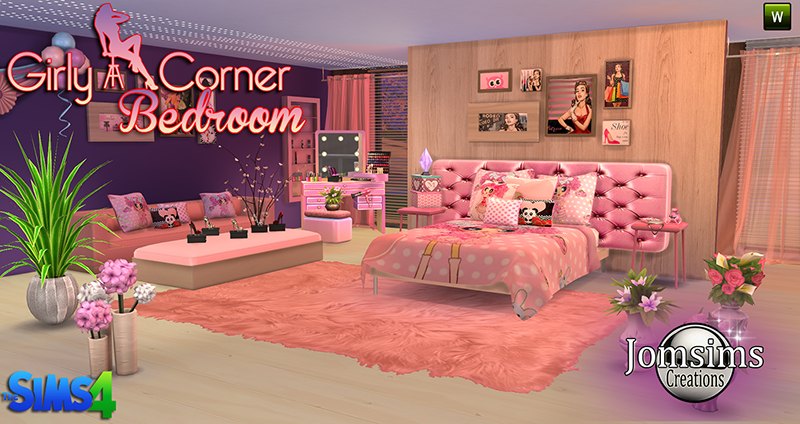 Sims 4 CC's - The Best: Girly Corner Bedroom Set by JomSims