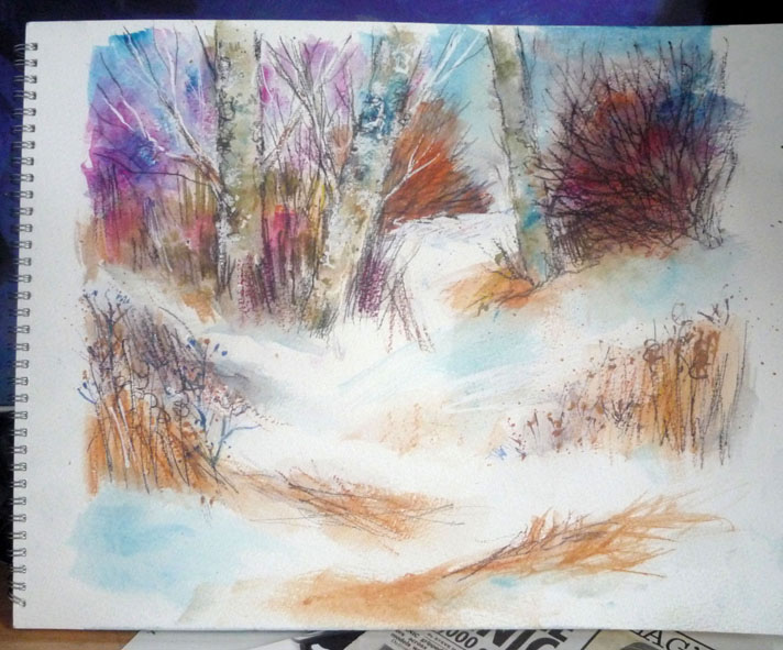 First Snow: Inktense blocks