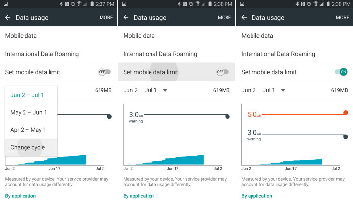 Samsung Galaxy data usage