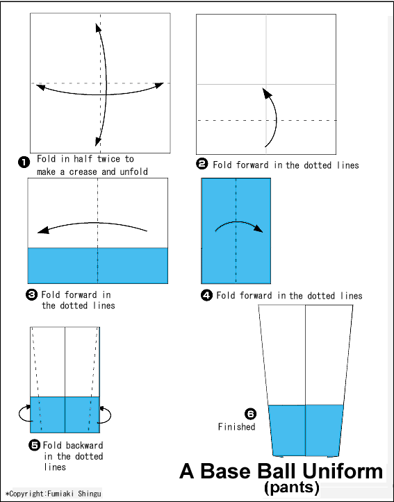Baseball Uniform (Large Size) - Easy Origami instructions For Kids