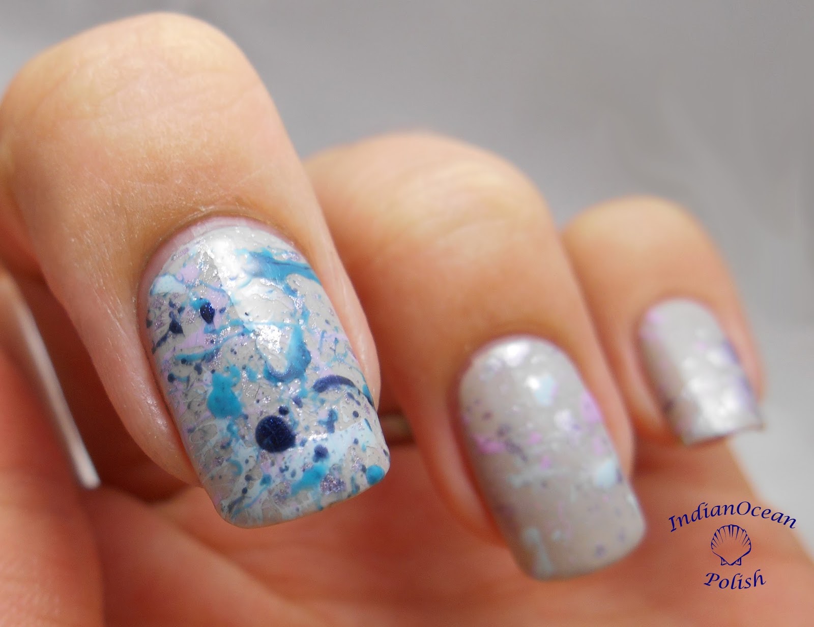 Indian Ocean Polish: Pastel Paint Splatter Nail Art Tutorial