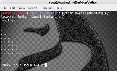 MEMBUAT SEGITIGA BINTANG MENGGUNAKAN PEMROGRAMAN PYTHON - КȺКȺFuad