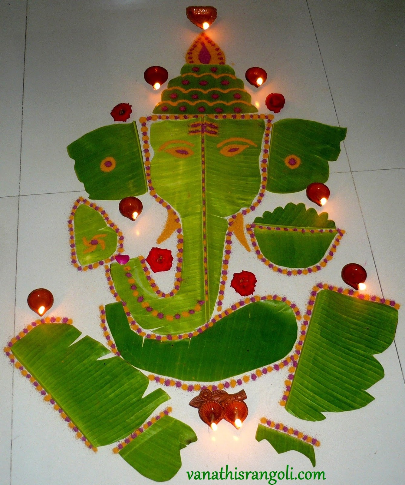 Vanathi's Rangoli / Kolangal: Banana Leaf Ganesh for Ganesh Chaturthi ...