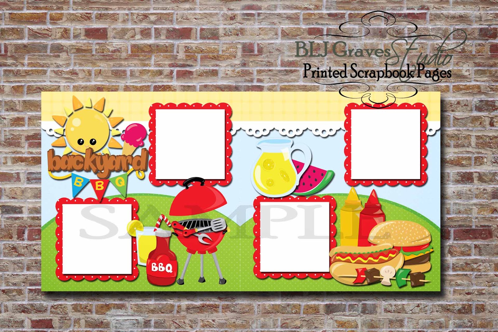 BLJ Graves Studio: Summer Backyard BBQ Scrapbook Pages