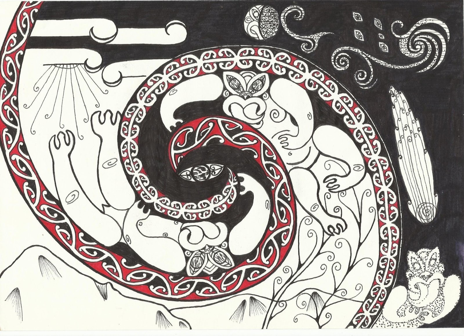 LittleTaniwha: 'Nga Taonga' Series - Drawings - Pen on paper