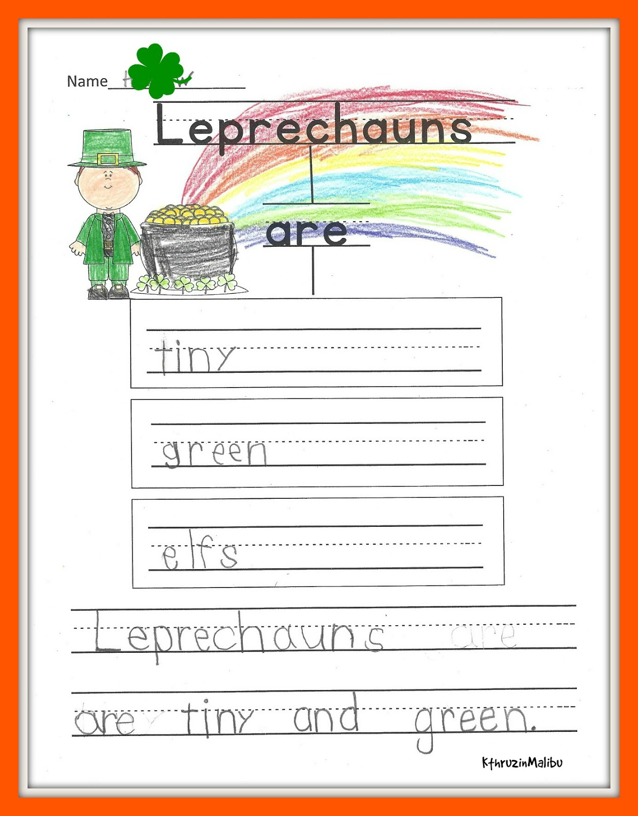 Malibu Mutts-Kthru2inMalibu: Lucky Leprechaun Writing Freebie!
