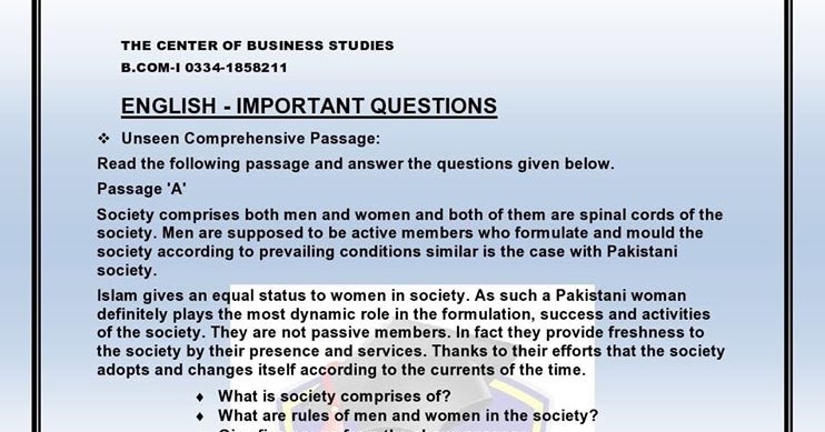 Education Is The Key To Success: English For BCom - Part 1 - The Center ...