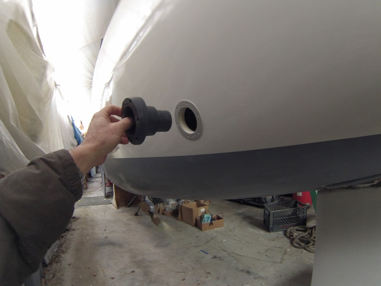 F-44SC Catamaran: Port side exhaust system install