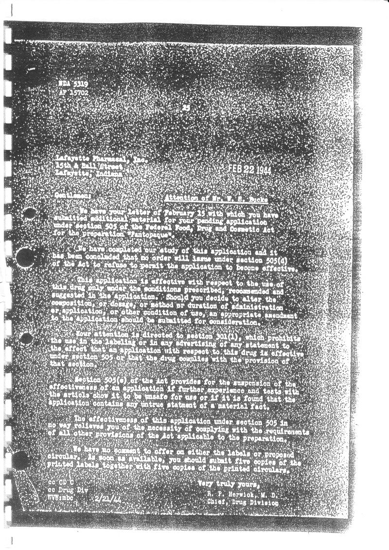 Myodil Killer: 4. Pantopaque, FDA warning, licence approval 1944