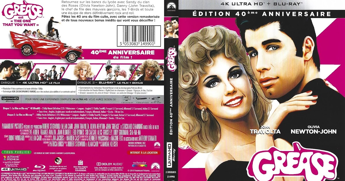 BLU-RAY JAQUETTES BLU-RAY: Grease 4K
