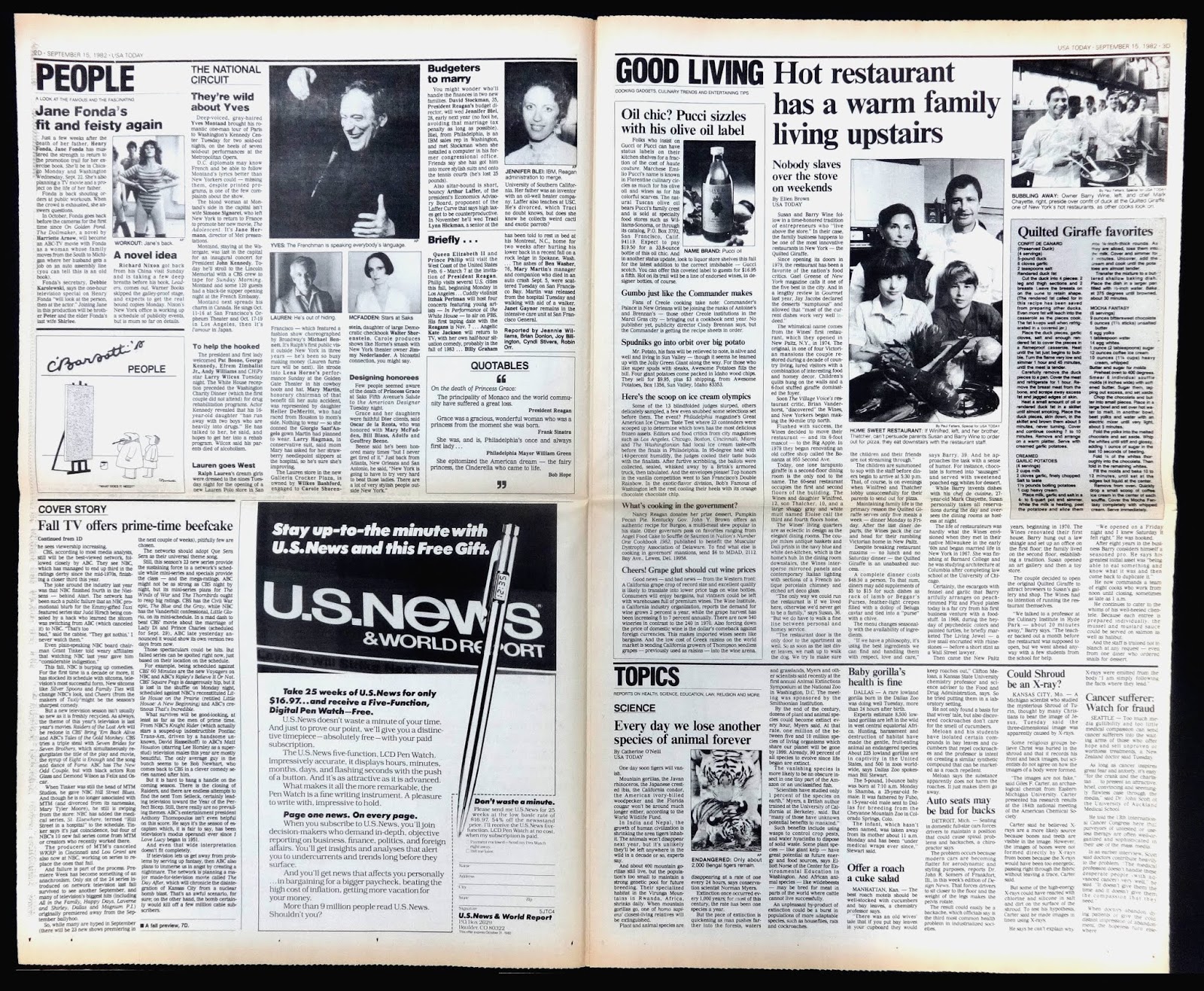 Past Print: USA TODAY / September 15, 1982 / First issue