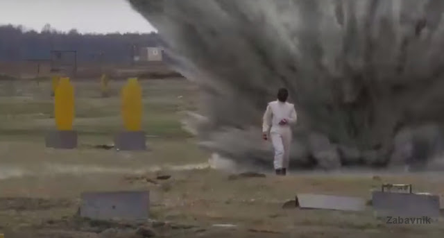 Russian Military Terminator Testing A Bomb Suit By Walking Through A ...