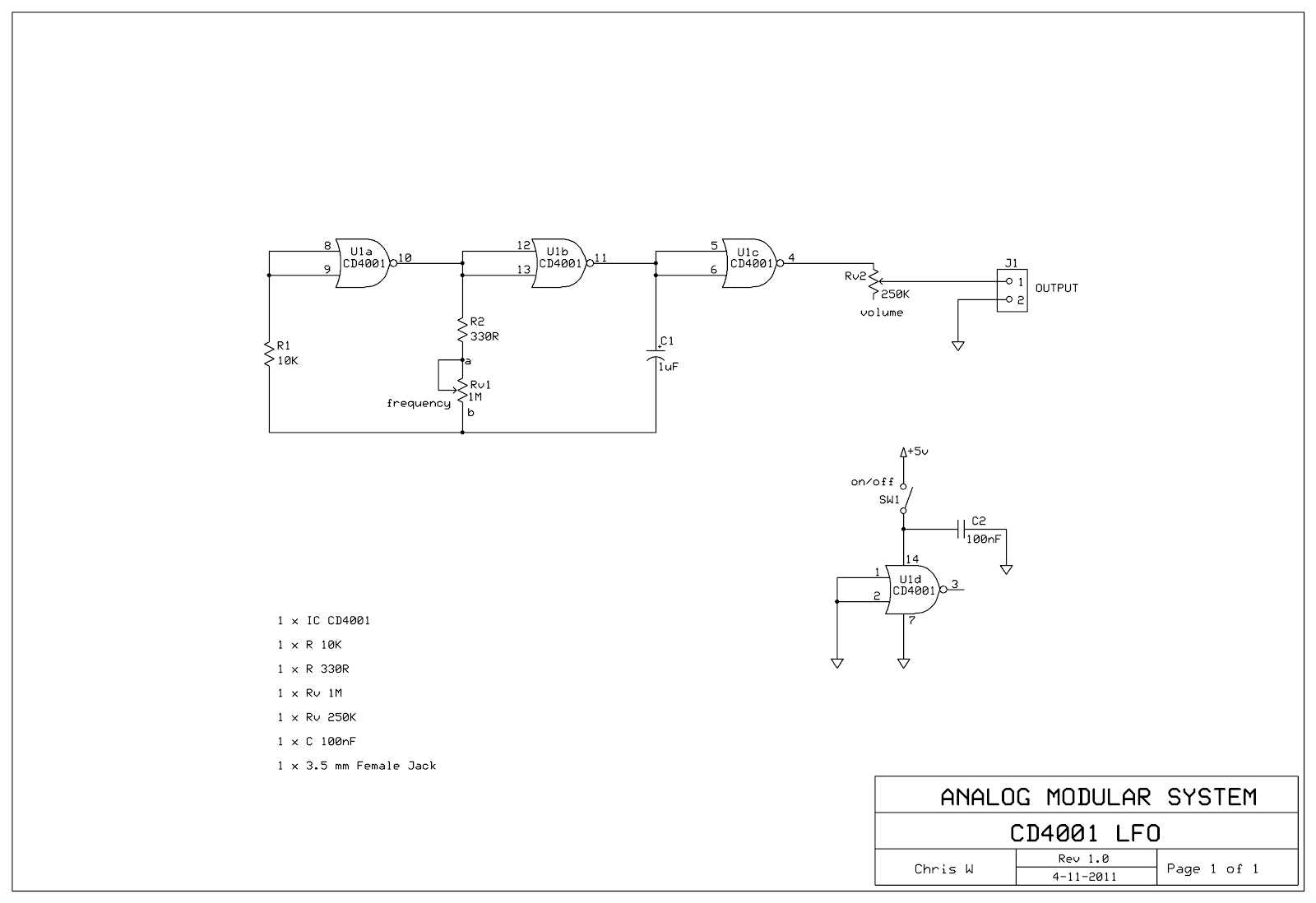 Analog Modular System: CD4001 LFO