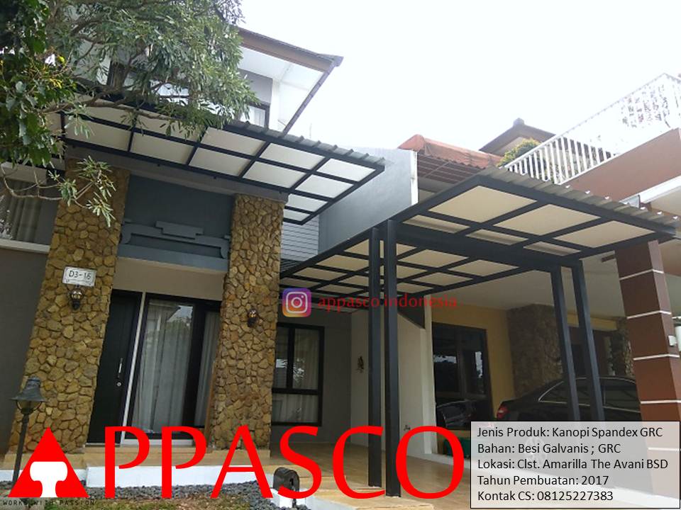 Kanopi Minimalis Modern Atap Spandex GRC Peredam di BSD – Kanopi ...