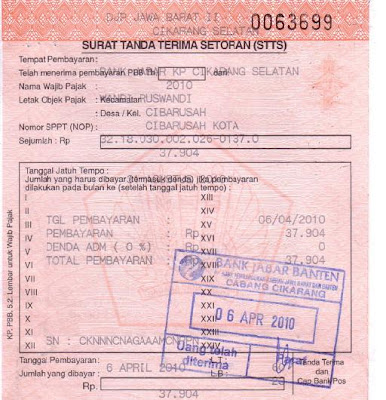 Akuntansi Yeeahh :D ..: BUKTI TRANSAKSI TANDA TERIMA SETORAN PEMBAYARAN PBB