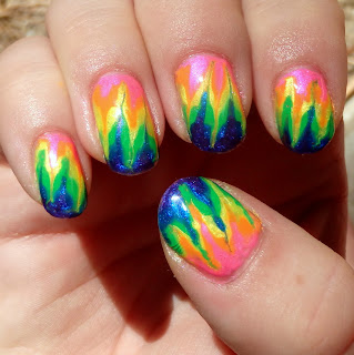 Quixii's Nails: 09/06/13 - Neon Needle Marble